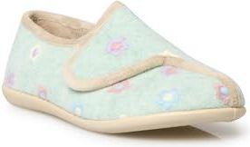 Pediconfort Pantoufles à scratch brodées fleurs - FEMME - Taille : 37 - Couleur : Vert