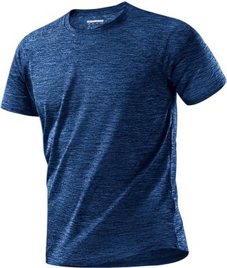 Magcomsen Laufshirt Herren Kurzarm Sportshirts Atmungsaktiv Trainingsshirt Sportbekleidung Wandershirt Funktionsshirt zum Joggen, Laufen, Yoga Dunkelblau 2XL