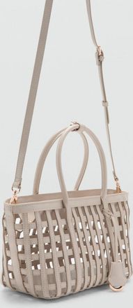 Mango Sac port&eacute; main tress&eacute; blanc cass&eacute; - Femme - Taille unique - MANGO