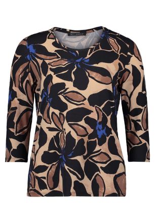 Betty Barclay Damen Basic Shirt mit Print 36, Schwarz/Blau