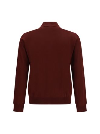 Valentino Mens Long-Sleeve Wool Polo With Vlogo Bordeaux Merino Ovis Aries Shirts T-shirts And Polos
