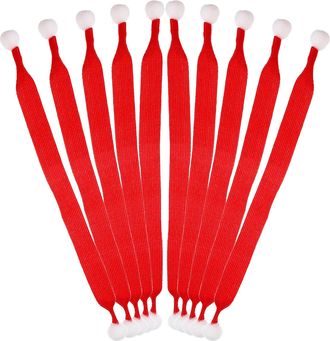 DOITOOL 20 Stück Kleiner Weihnachtspuppenschals aus Rotem Strick Dekorative Puppenzubehör für Selbstgemacht Weihnachtsdeko Vielseitige Kleiner Schals für Pupp