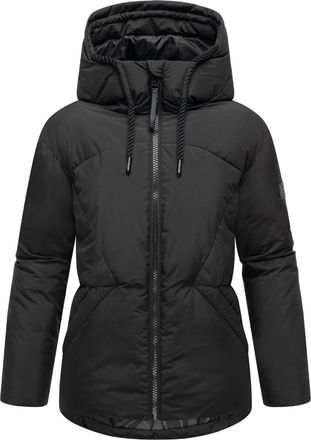 Navahoo Damen Winterjacke warme Steppjacke mit verstellbarer Kapuze und magnetischen Details Pastellzauber 14 Black Gr. XXL