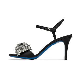 Loriblu Schwarzer Satinsandalen mit Mikro-Studs-Schleife - - Shoes - Damen - Schwarzk - 36 EU