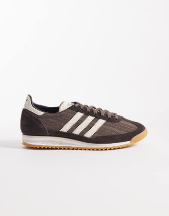 adidas Originals SL 72 OG - Sneaker in Braun und Cremewei&szlig; mit geh&auml;kelter Zunge-Brown