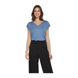 Vila Vila - T-shirt en modal &agrave; manches courtes col V femme - Femme - Tops - Bleu - Taille: 44 FR