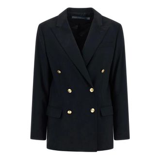 Polo Ralph Lauren Femme, Vestes, Bleu, Taille: 48 FR Blazer Crois&eacute; en Cr&ecirc;pe de Laine