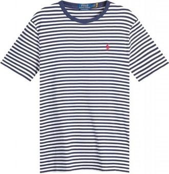 Ralph Lauren Homme, Tops, Blanc, Taille: XL T-shirt ray&eacute; avec logo