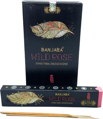 Banjara Tribal R&auml;ucherst&auml;bchen, handgefertigt, hergestellt in Indien, 1 Schachtel mit 15 g (Wildrose)