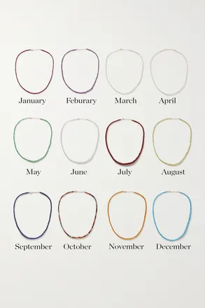 JiaJia + Net Sustain Birthstone Kette Mit Zierperlen Und Details Aus 14 Karat Gold - Blau