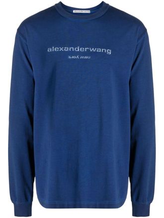 Alexander Wang sweat en coton à logo brodé - Bleu