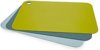 Joseph Joseph Duo 3er-Set doppelseitiger, farbcodierter Schneidebrett-Matten, flexibel, leicht zu lagern, spülmaschinenfest - opal