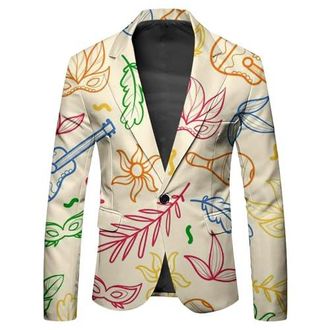 Generic Veste pour homme - Imprim&eacute; multicolore - Coupe ajust&eacute;e - Veste de costume amusante avec motif pour carnaval, f&ecirc;te, festival - Blazer pour homme modern