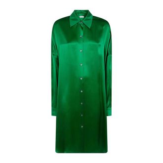 Dries Van Noten Seidenhemdkleid - - Dresses - Damen - Gr&uuml;n - M