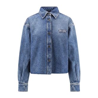 Miu Miu Denimhemd mit Logo-Patch - - Blouses & Shirts - Damen - Blau - XS