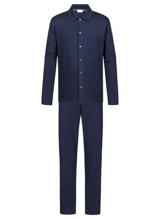 Mey Mey Herren Pyjama blau Reine Baumwolle unifarben