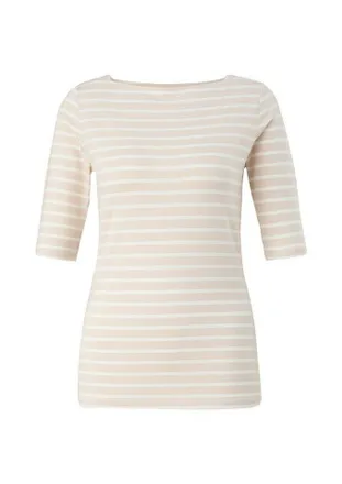 Comma Kurzarmshirt Streifenshirt mit halben &Auml;rmeln - Slim Fit