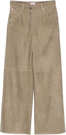 Brunello Cucinelli Femme, Pantalons, Brun, Taille: 38 FR Pantalon en cuir &agrave; panneaux