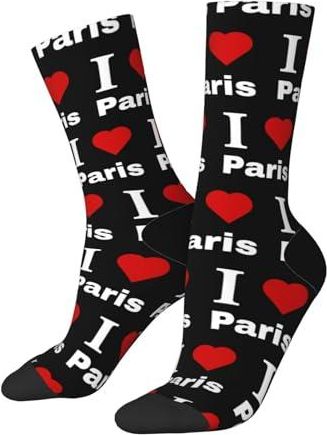 Generic Unisexe Homme Chaussettes I Love Paris Socquettes De Sport Durable Chaussettes De Sports Pour Handball Trekking Training 40Cm