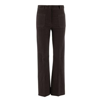 Ql2 Quelledue Stretch Cotton Velvet Pants - - Trousers - Damen - Braun - XL