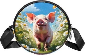 Generic Sac &agrave; bandouli&egrave;re rond pour femme, petit sac &agrave; bandouli&egrave;re avec fermeture &eacute;clair, bretelles r&eacute;glables, style d&eacute;contract&eacute;, pour femmes et filles