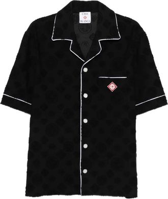 Casablanca Homme, V&ecirc;tements de nuit et de d&eacute;tente, Noir, Taille: L Chemise &agrave; Manches Courtes en Tissu &Eacute;ponge &agrave; Monogramme
