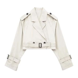 Generic Veste Femme Chic Et Elegant Manteau court &eacute;l&eacute;gant pour femme avec manches longues et ceinture int&eacute;gr&eacute;e parfait pour un usage quotidien d&eacute;contract&eacute; (Be