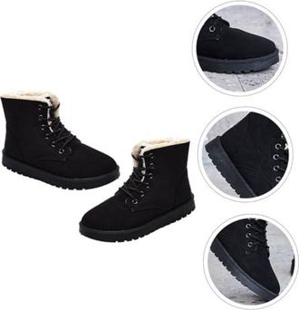 Yarnow Bottes de Neige pour Femmes &agrave; Lacets Bottines Courtes en Coton Chaud Talon Plat Antid&eacute;rapant Chaussures DHiver Confortables et Isolantes Taille 39 Cou