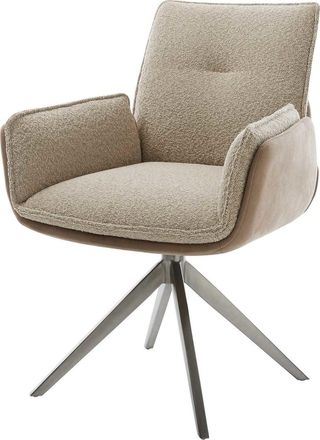 DELIFE Esszimmerstuhl NELA-Flex Kreuzgestell breit Graphit Materialmix Schlamm 360° drehbar Wippfunktion