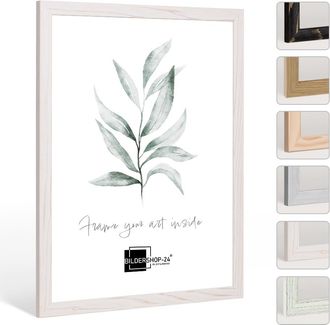 Bildershop-24 Bilderrahmen Clara 21 X 29,7 cm (DIN A4) Massivholz Weiß gebürstet im Landhaus Shabby Chic Vintage Stil