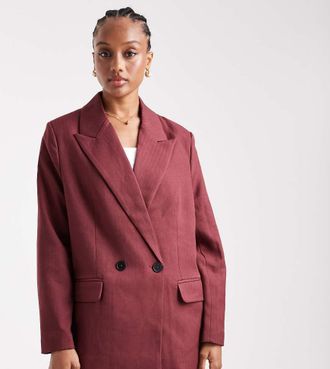 Vero Moda Tall Blazer densemble habillé à chevrons - Bordeaux-Rouge