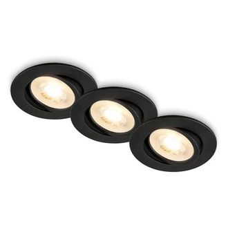 Briloner Set de 3 spots LED encastrables 230V plats, orientables, lumi&egrave;re blanche chaude, spot encastrable, spots plafond, extra plat, 8x2,2 cm, noir