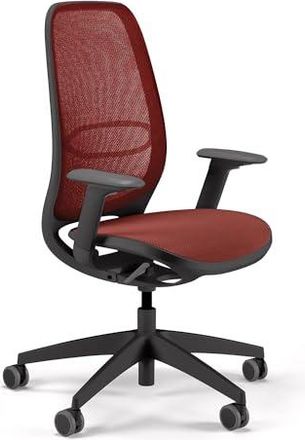 Sedus se:air Ergonomischer Drehstuhl, B&uuml;rostuhl, Kunststoff mit Rezyklat-Anteil, 100% Recyclingf&auml;hig, Rot,Schwarz, 42-55cm, bis 130kg Belastbar