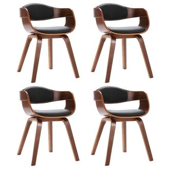 vidaXL Vidaxl - Sedie Da Pranzo 4 Pz In Legno Curvato E Similpelle