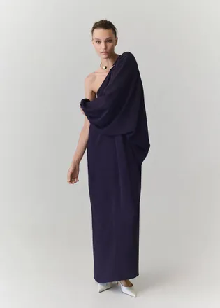 Mango Robe asym&eacute;trique avec collier bleu - Femme - XS - MANGO