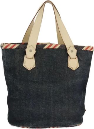 Burberry Pre-owned Toile sacs-main - Femme - Pre-owned - Bleu - Taille: ONE Size