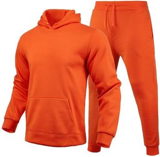 Generic Ensemble de surv&ecirc;tement 2 pi&egrave;ces pour homme avec capuche dautomne uni et ample - Ensemble de surv&ecirc;tement confortable deux pi&egrave;ces - Ensemble de jogging