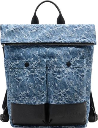 Dondup Homme, Sacs, Bleu, Taille: ONE Size Jacquard Denim Backpack