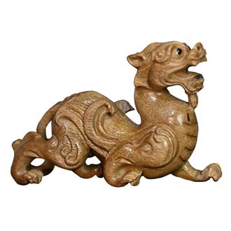 Happyyami Handgefertigte Holz Pixiu Statue Desktop Dekoration aus Hochwertigem Holz Langlebig und Leicht Feine Oberfl&auml;che K&uuml;nstlerisches Feng Shui Ornament f&uuml;r 