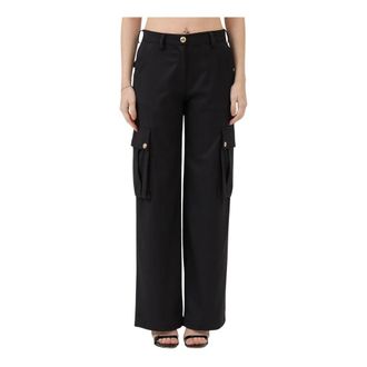 Just Cavalli Schwarze Cargo Hose mit Goldkn&ouml;pfen - - Trousers - Damen - Schwarzk - S