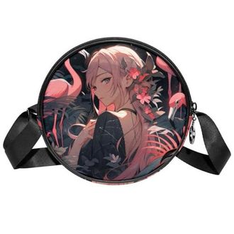 Generic Sac &agrave; bandouli&egrave;re Circle pour femme, petit sac &agrave; bandouli&egrave;re avec fermeture &eacute;clair, bretelles r&eacute;glables, sac &agrave; main rond d&eacute;contract&eacute; pour femmes et fi