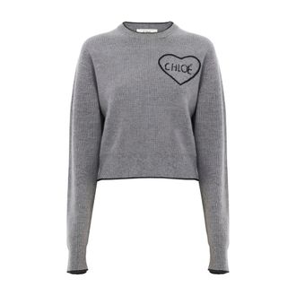 Chlo&eacute; Femme, Pulls, Gris, Taille: 42 FR Pull Court Ajust&eacute; &agrave; Logo