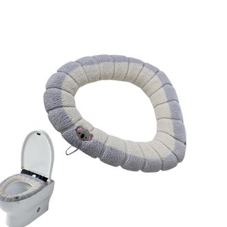 Generic Weicher Toilettensitzbezug - waschbares Stoffkissen, Pl&uuml;sch-Badezimmerzubeh&ouml;r, Abnehmbarer Toilettendeckelbezug, Zuhause, Hotel, Toilette, Haushaltsko