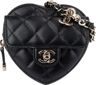 Chanel Crossbody Bags - Chanel Quilted Lambskin Mini Heart Love Bumbag Cro - Gr. unisize - in Schwarz - f&uuml;r Damen