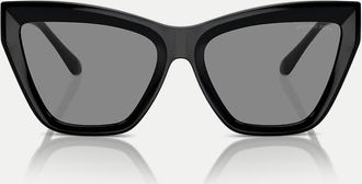 Michael Kors Dubai Cat-Eye-Sonnenbrille mit grauen Gl&auml;sern in Schwarz