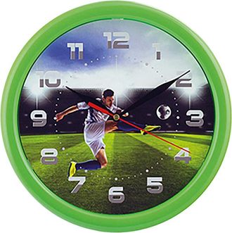 SELVA Selva Kinderwanduhr - Fu&szlig;ball-Motiv - ABS-Geh&auml;use - Plastikglas - Ger&auml;uschlos - &Oslash; 25 cm