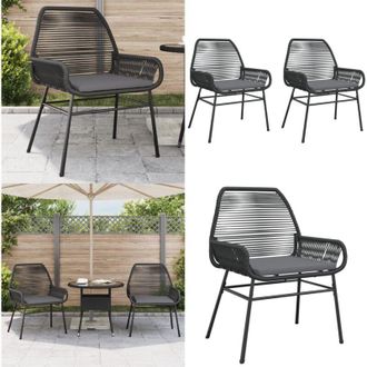 vidaXL Vidaxl - Gartenst&uuml;hle 2 Stk. mit Kissen Schwarz Poly Rattan - Gartenst&uuml;hle - Outdoorm&ouml;bel - Balkonm&ouml;bel - Esszimmerst&uuml;hle - Lounge Chair - Home &
