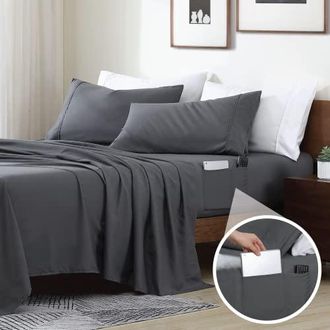 Swift Home Smart Sheets 4-teiliges Bettwäsche-Set, gebürstete Mikrofaser, luxuriös, weich und langlebig, Tiefe Taschen, Bettlaken und Kissenbezüge, Spannbettlake