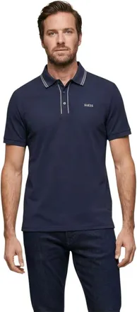 Guess Homme, Tops, Bleu, Taille: XL Polo &agrave; Manches Courtes avec Fermeture Boutonn&eacute;e