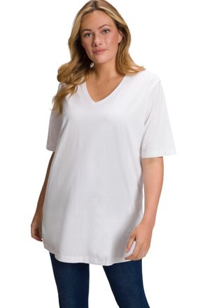 Ulla Popken Damen Basic-v-shirt T-Shirts, Schneeweiß, 54-56 EU